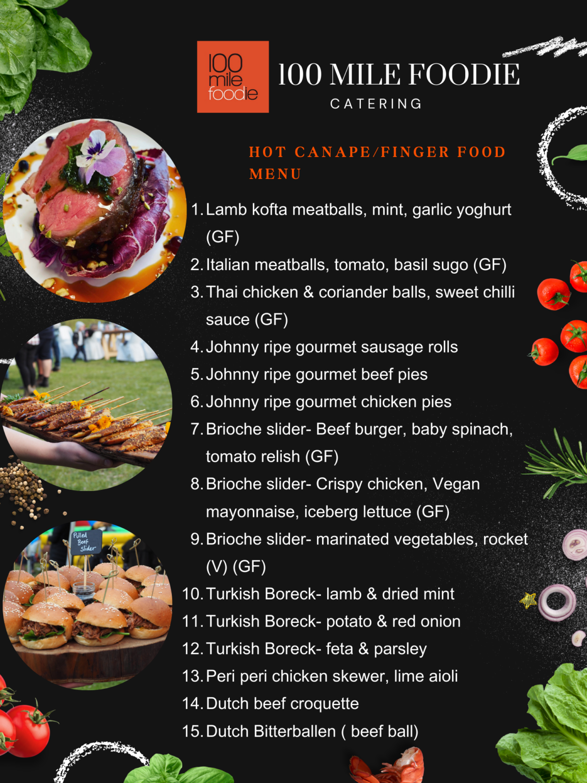 Hot Canape’s/Finger Food – 100 mile foodie